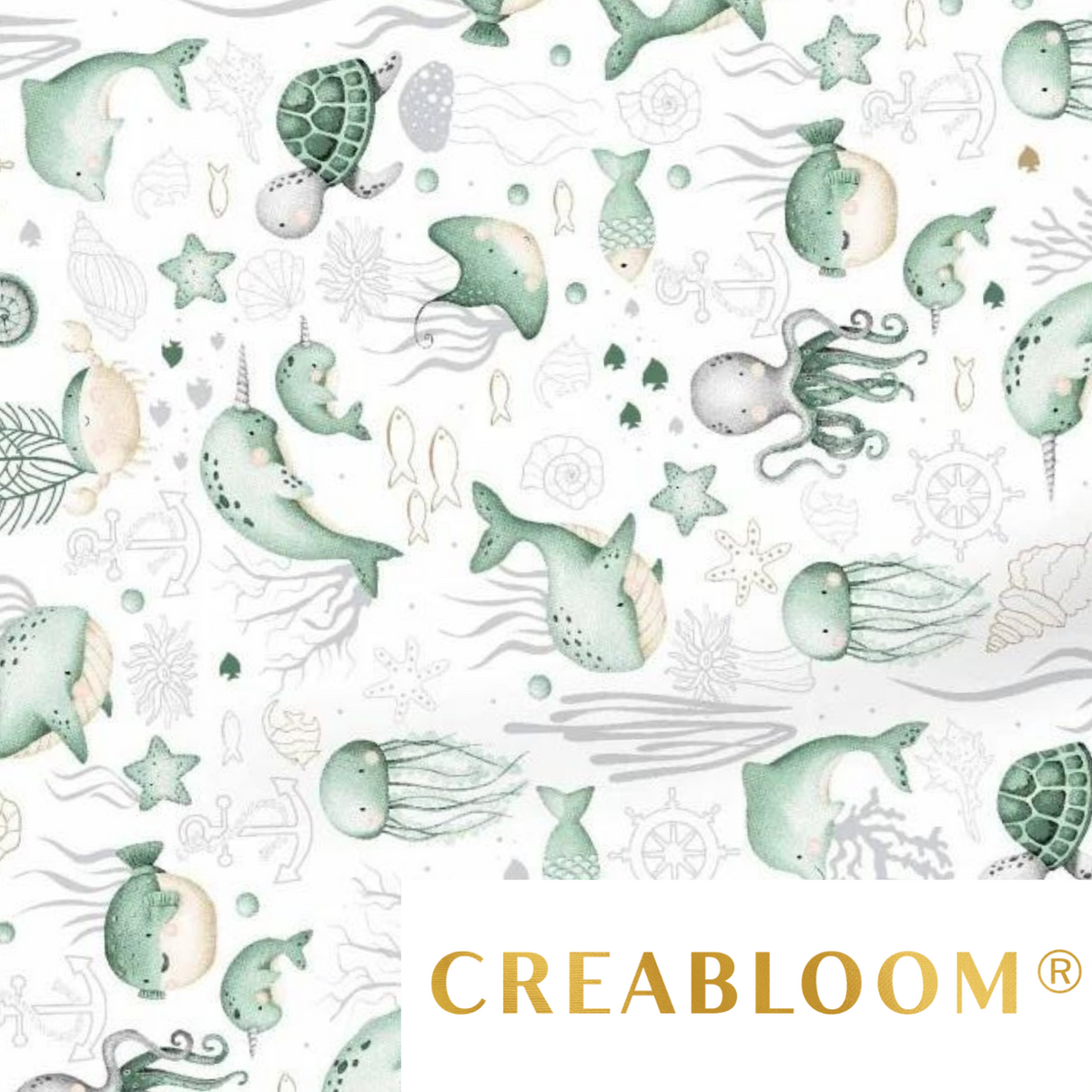 Tissu coton Motif Océan – Tissus Creabloom