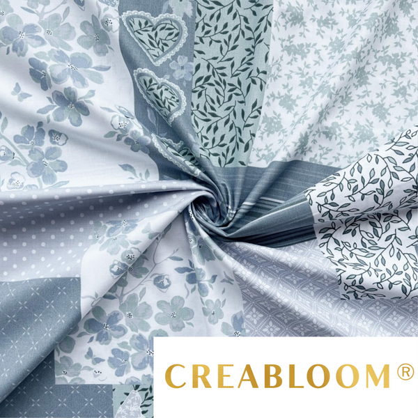 Tissu coton imprimé patchwork - Sauge et Gris – Tissus Creabloom